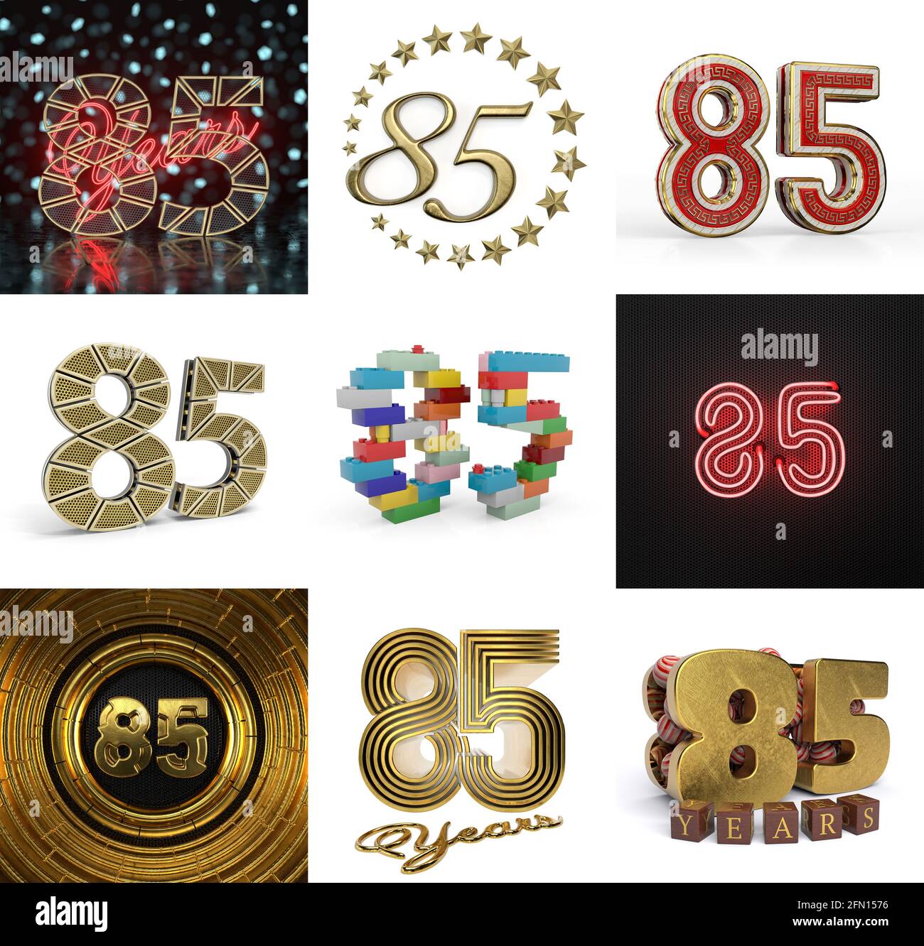 Set of eighty-five year birthday. Number 85 graphic design element ...