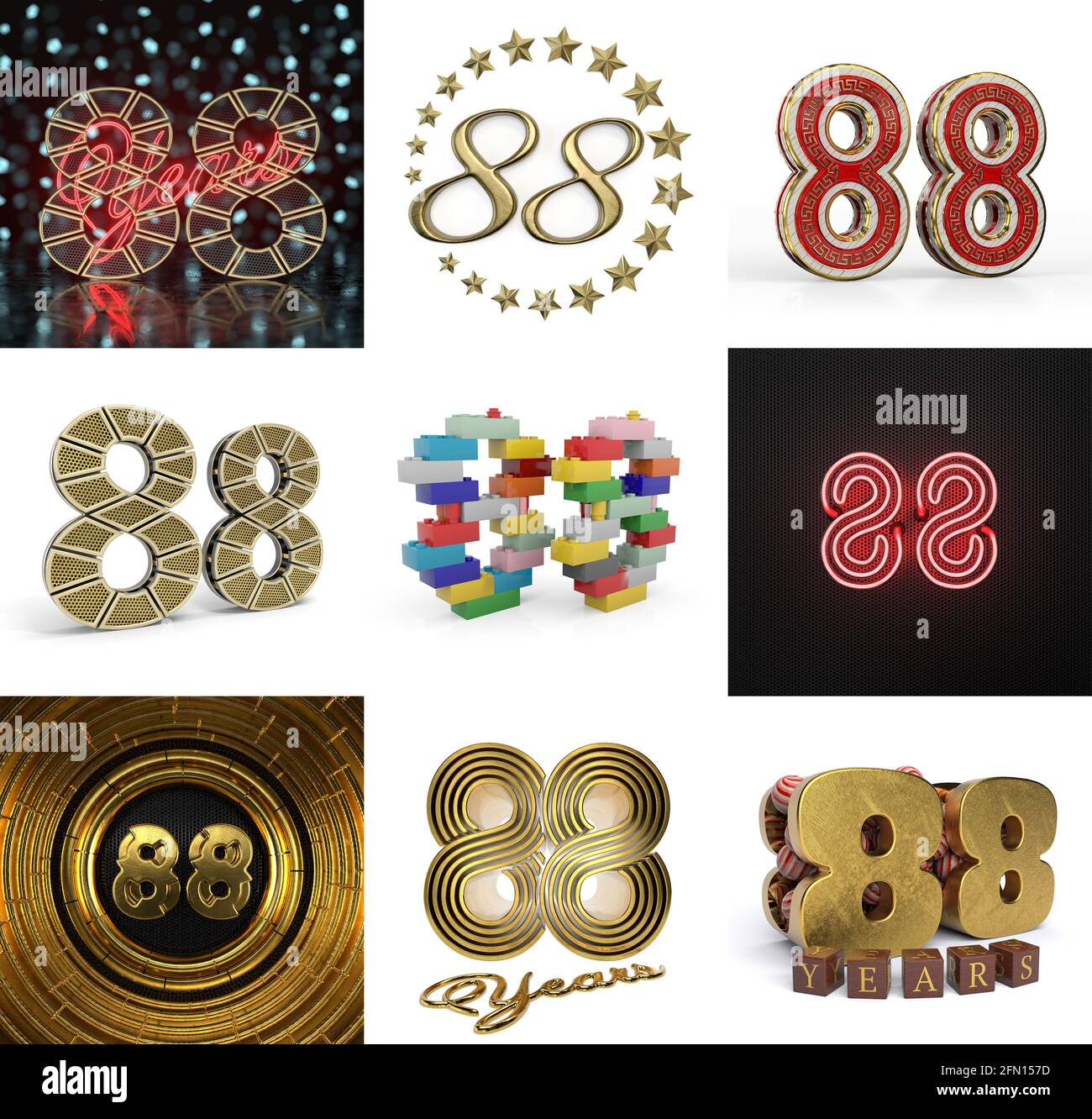 Set of eighty-eight year birthday. Number 88 graphic design element ...