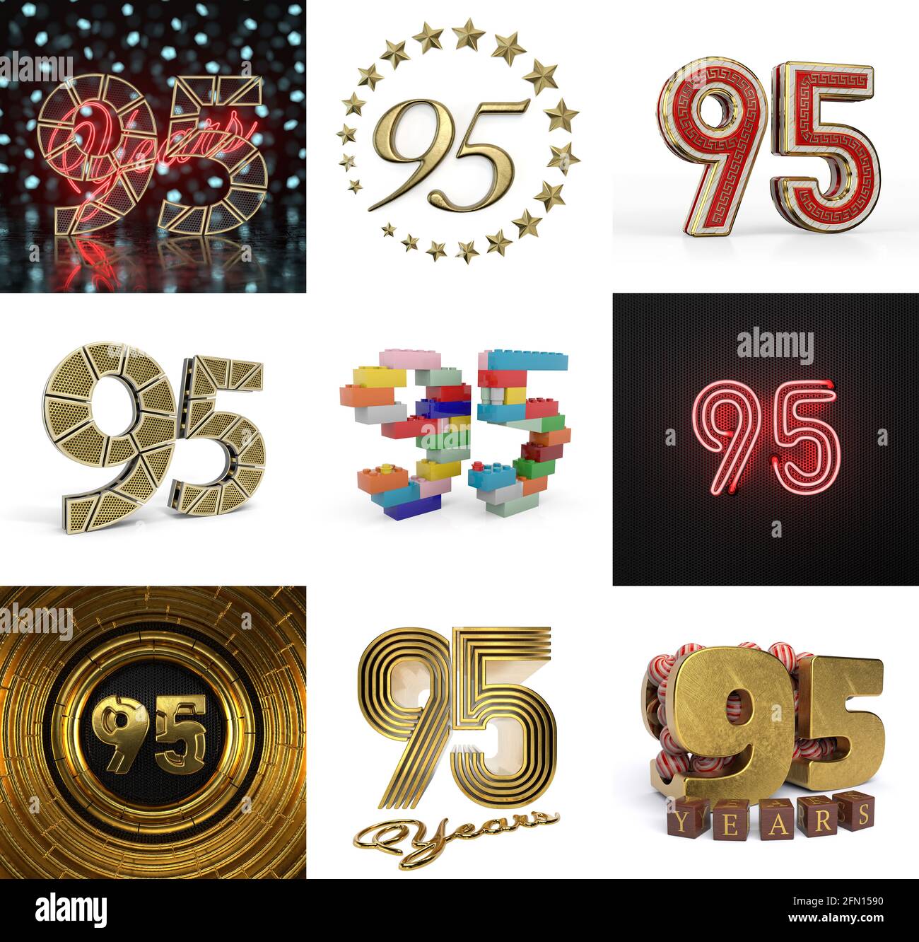Set of ninety-five year birthday. Number 95 graphic design element ...