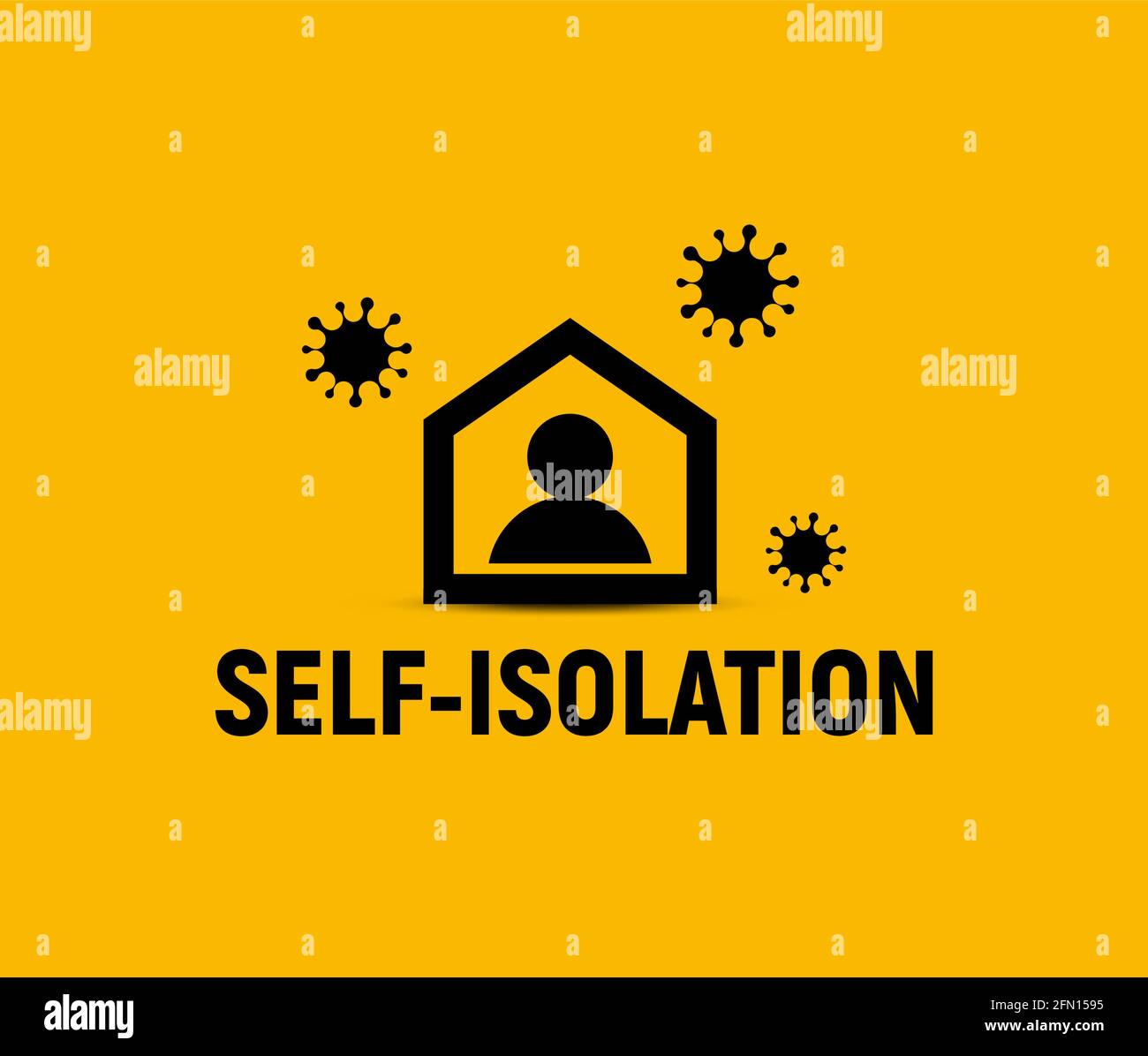 Self-isolation sign, person in house viruses protected, vector icon ...