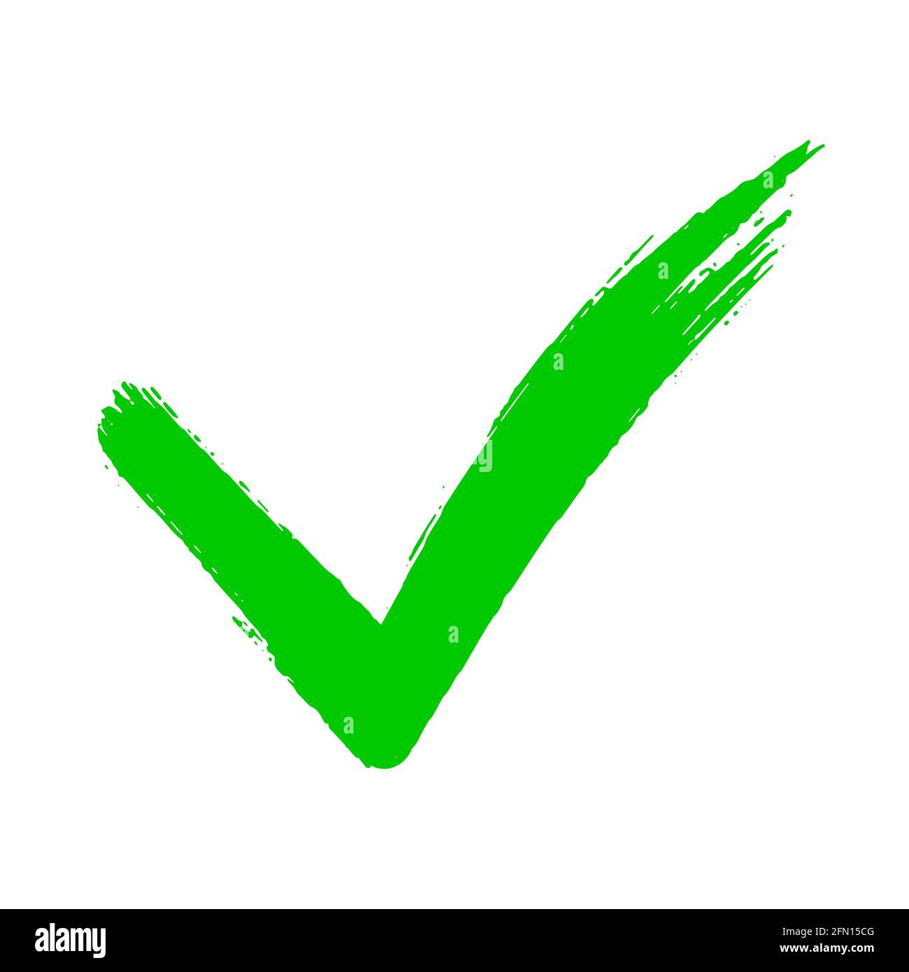 Dirty grunge hand drawn tick v with brush strokes vector illustration ...