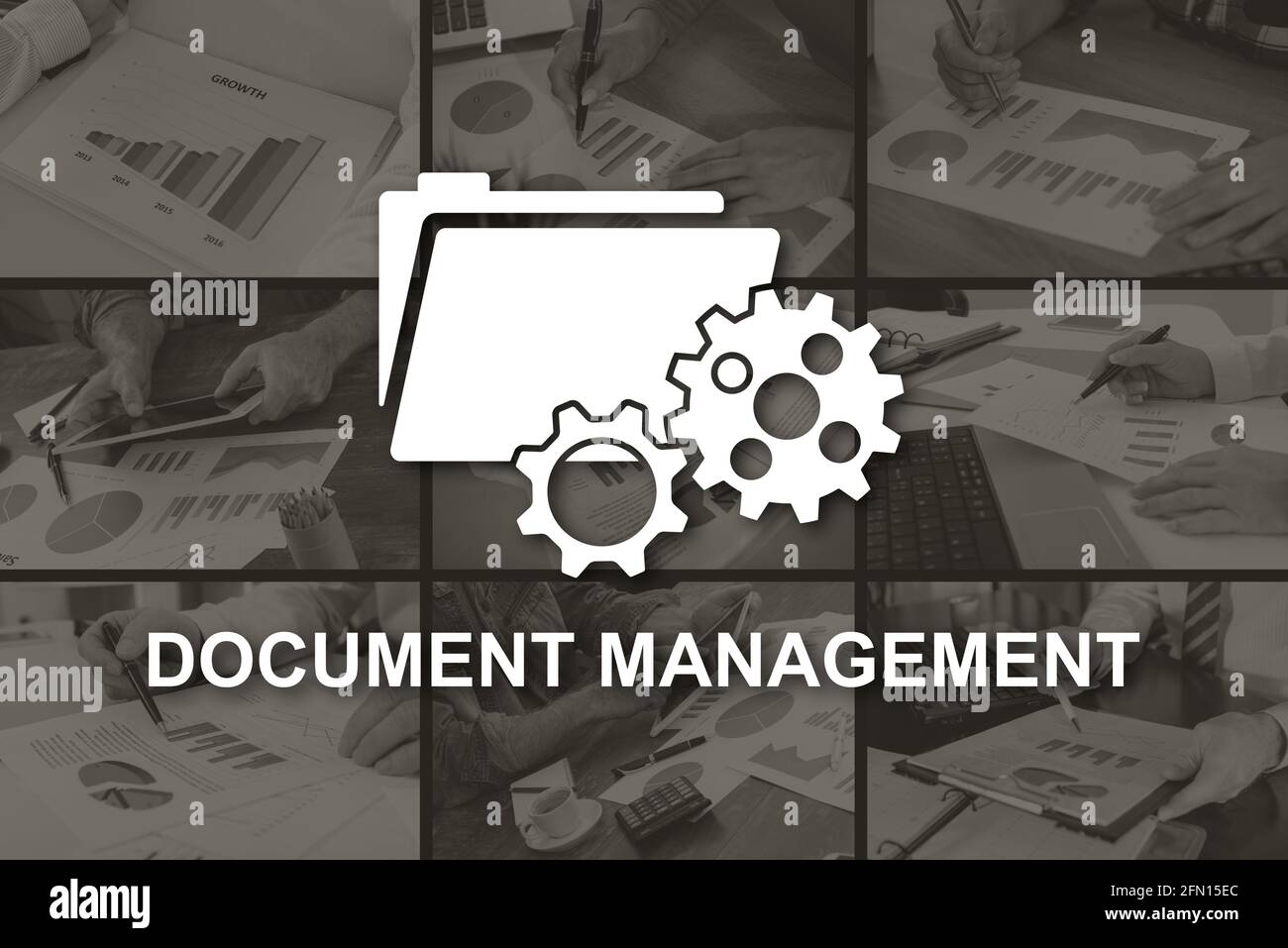 Document management concept illustrated by pictures on background Stock Photo - Alamy