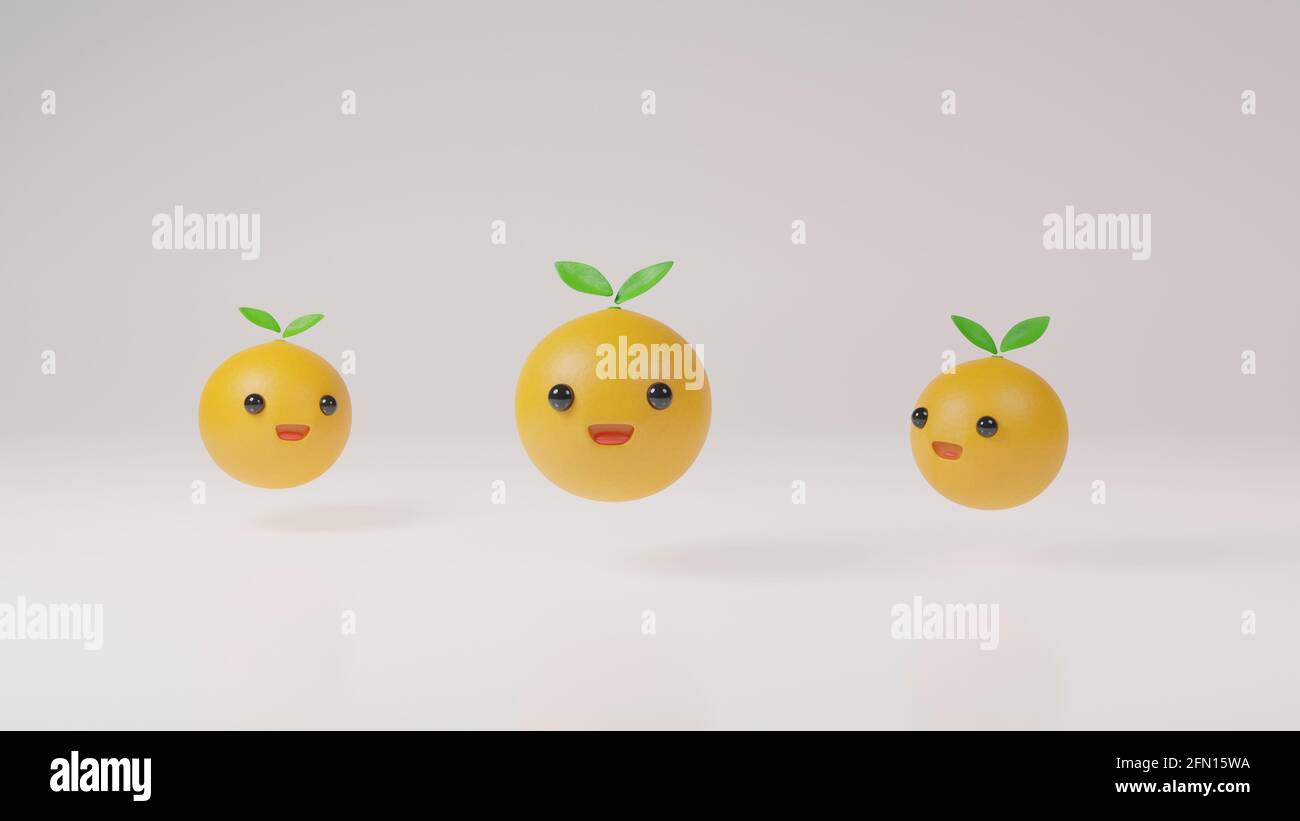 Bounce orange fruit, Yellow orange fruits 3d cartoon bouncing Stock ...