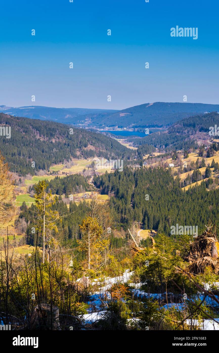Germany, Schwarzwald view from snow covered feldberg mountain over ...