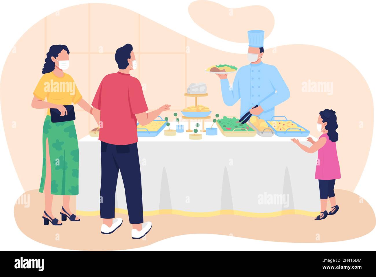 Buffet-style restaurant 2D vector web banner, poster Stock Vector Image ...