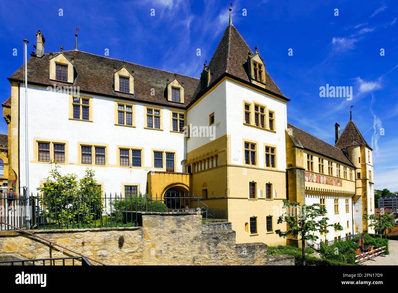 Medieval Castle and fortification of Neuchâtel, Switzerland Stock Photo ...