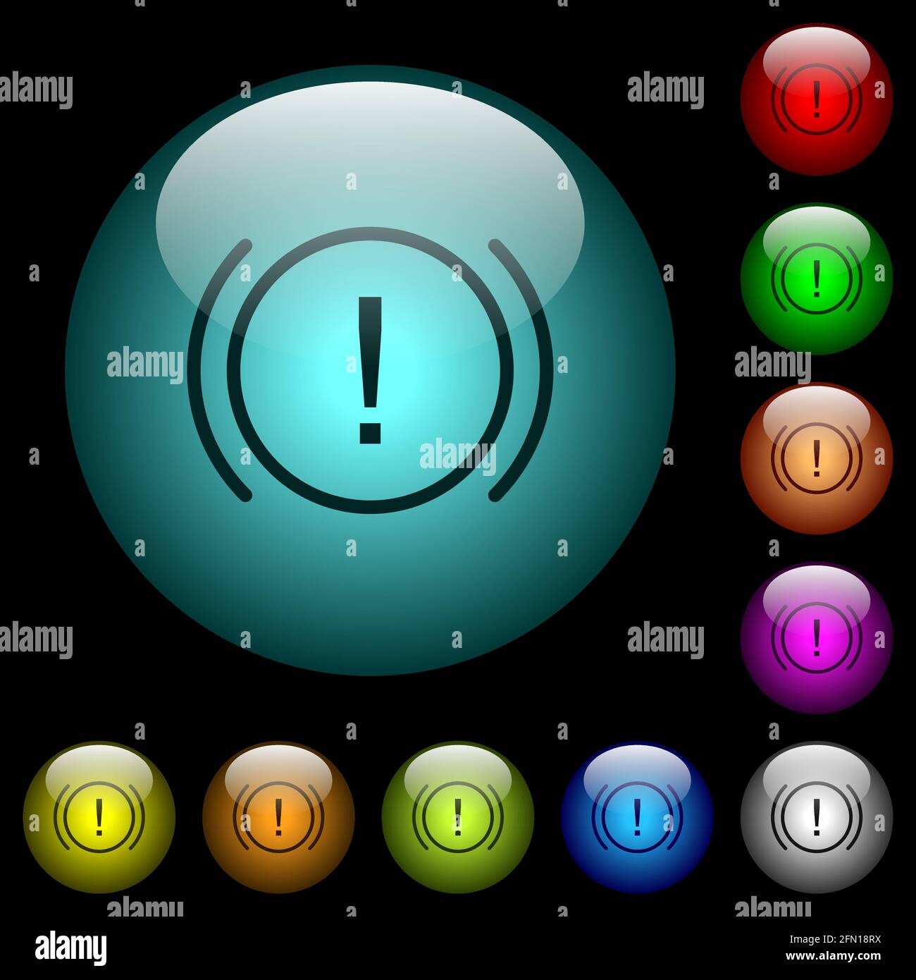Car dashboard handbrake indicator icons in color illuminated spherical ...