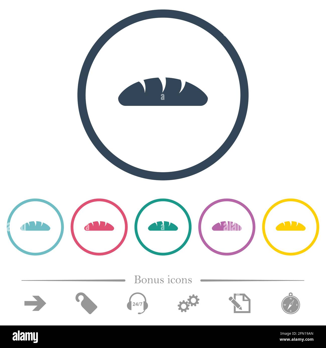 Bread flat color icons in round outlines. 6 bonus icons included Stock ...
