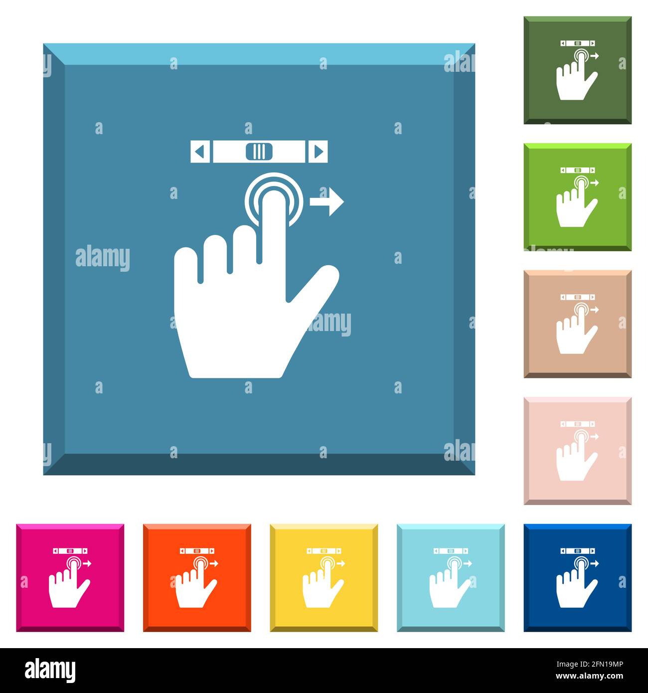 left handed scroll right gesture white icons on edged square buttons in ...