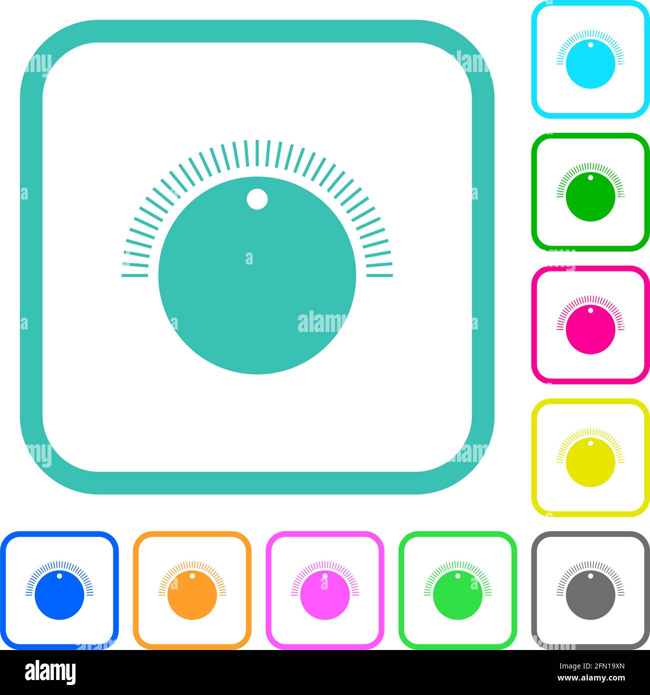 Simple volume control vivid colored flat icons in curved borders on ...