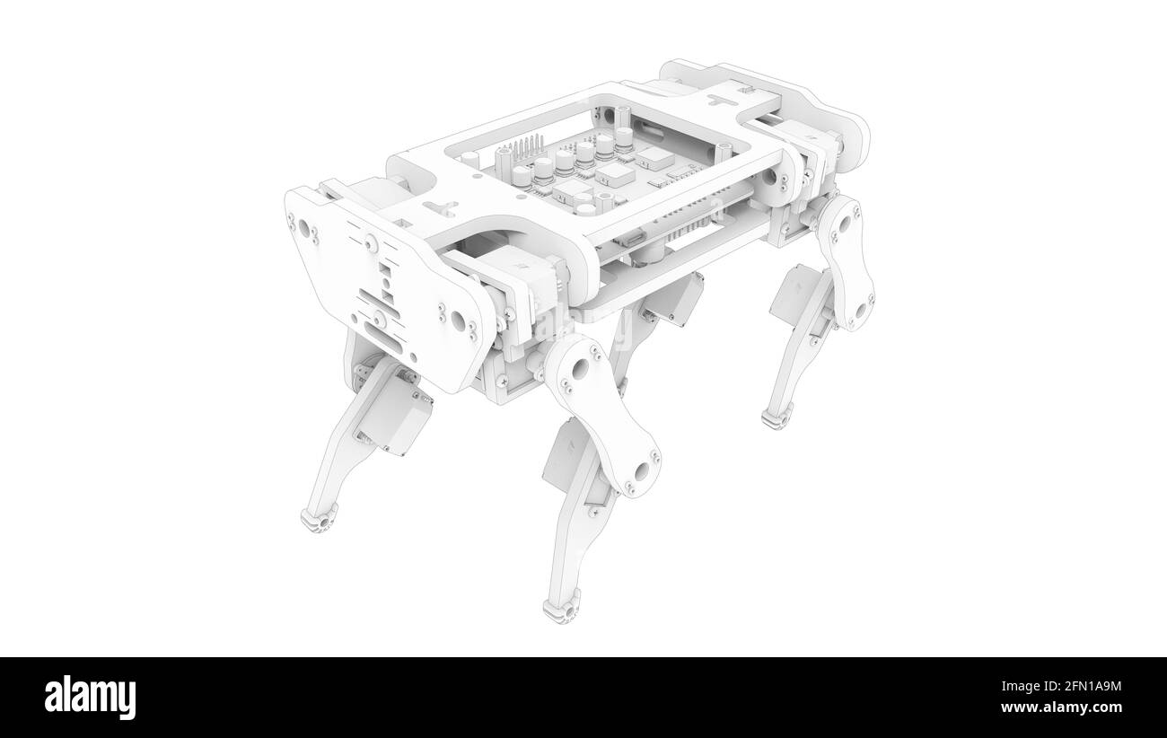 3D rendering of a robot animal sketch like style isolated on white ...