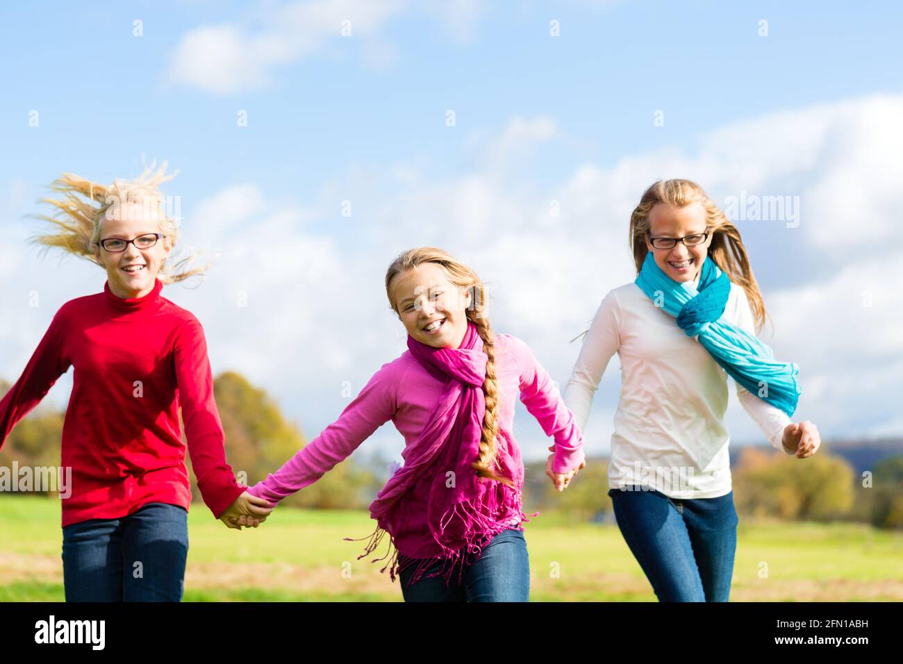 Group people running through forest hi-res stock photography and images ...