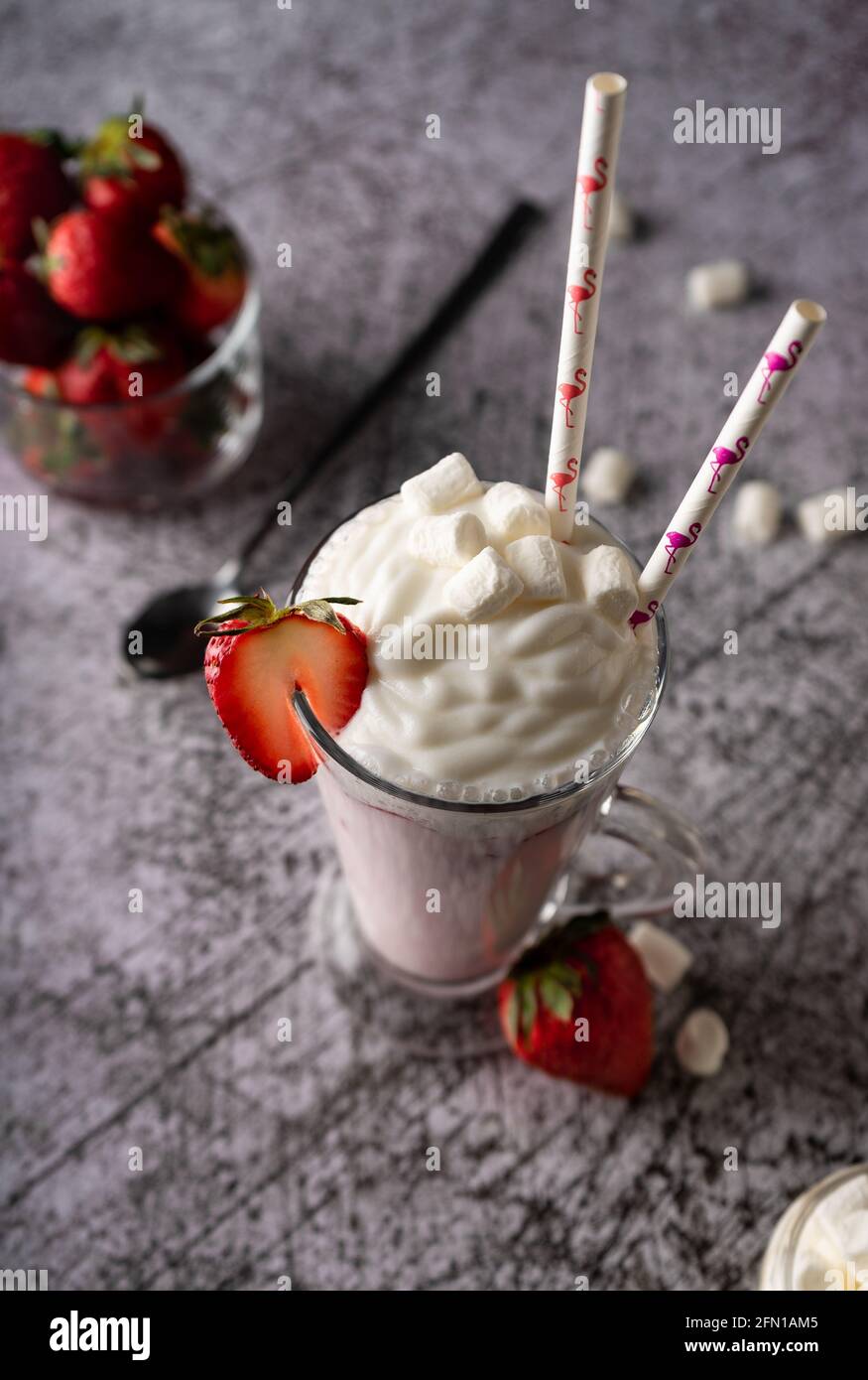 Glass of strawberry milkshake hi-res stock photography and images - Alamy