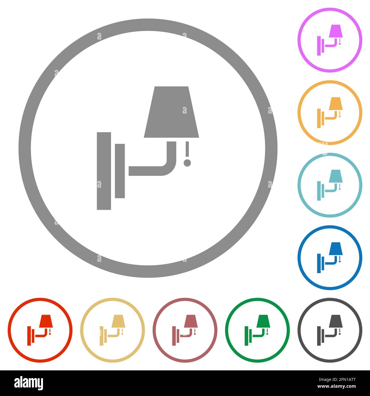 Wall lamp flat color icons in round outlines on white background Stock ...