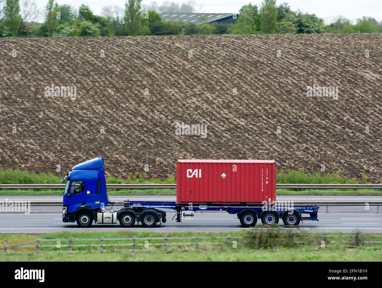 Articulated Container Truck On Road High Resolution Stock Photography ...