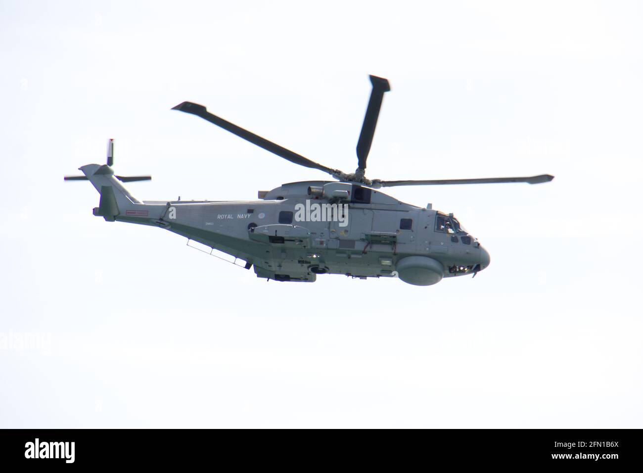 A military Merlin helicopter seen in flight Stock Photo - Alamy