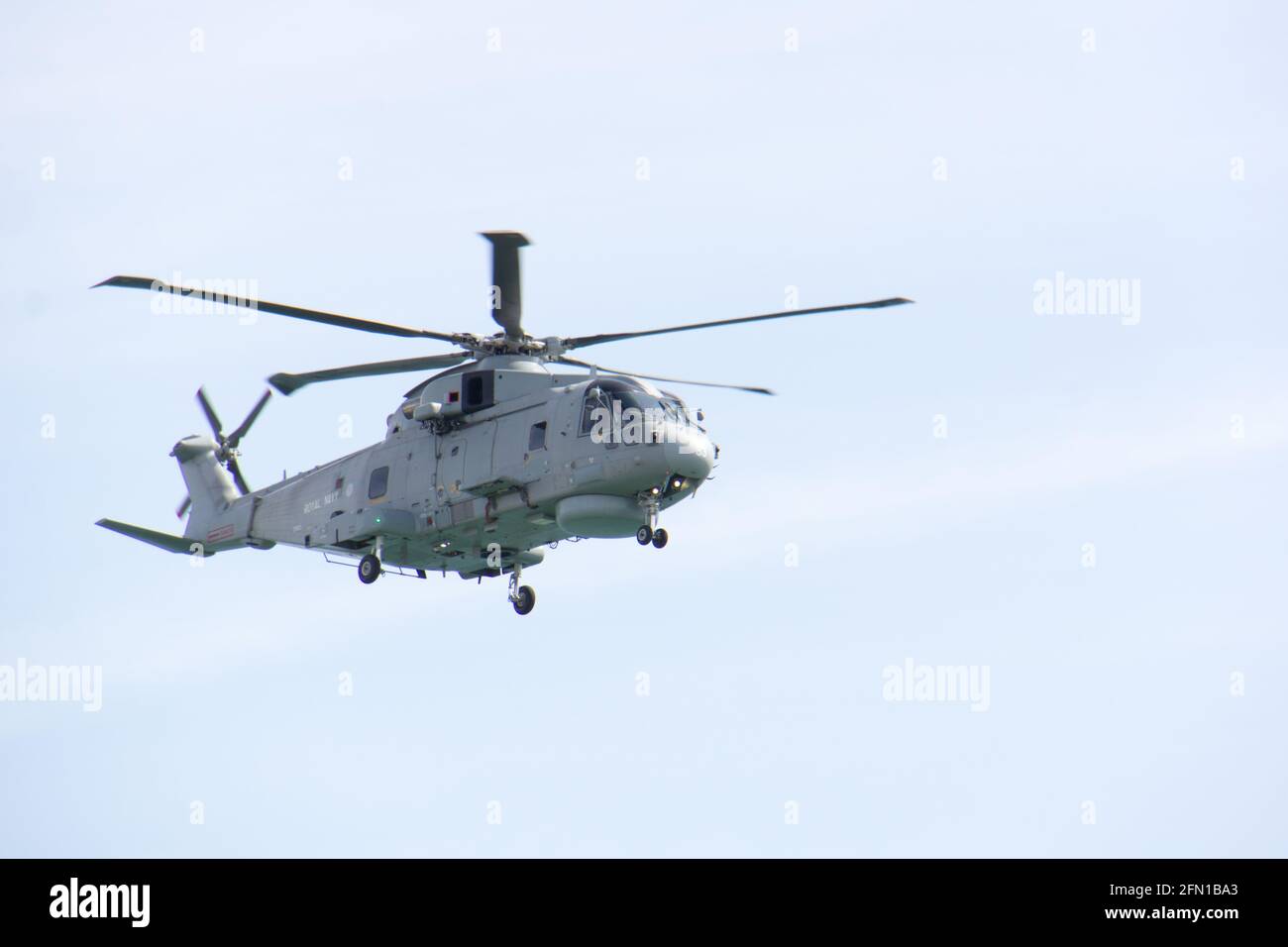 A military Merlin helicopter seen in flight Stock Photo - Alamy