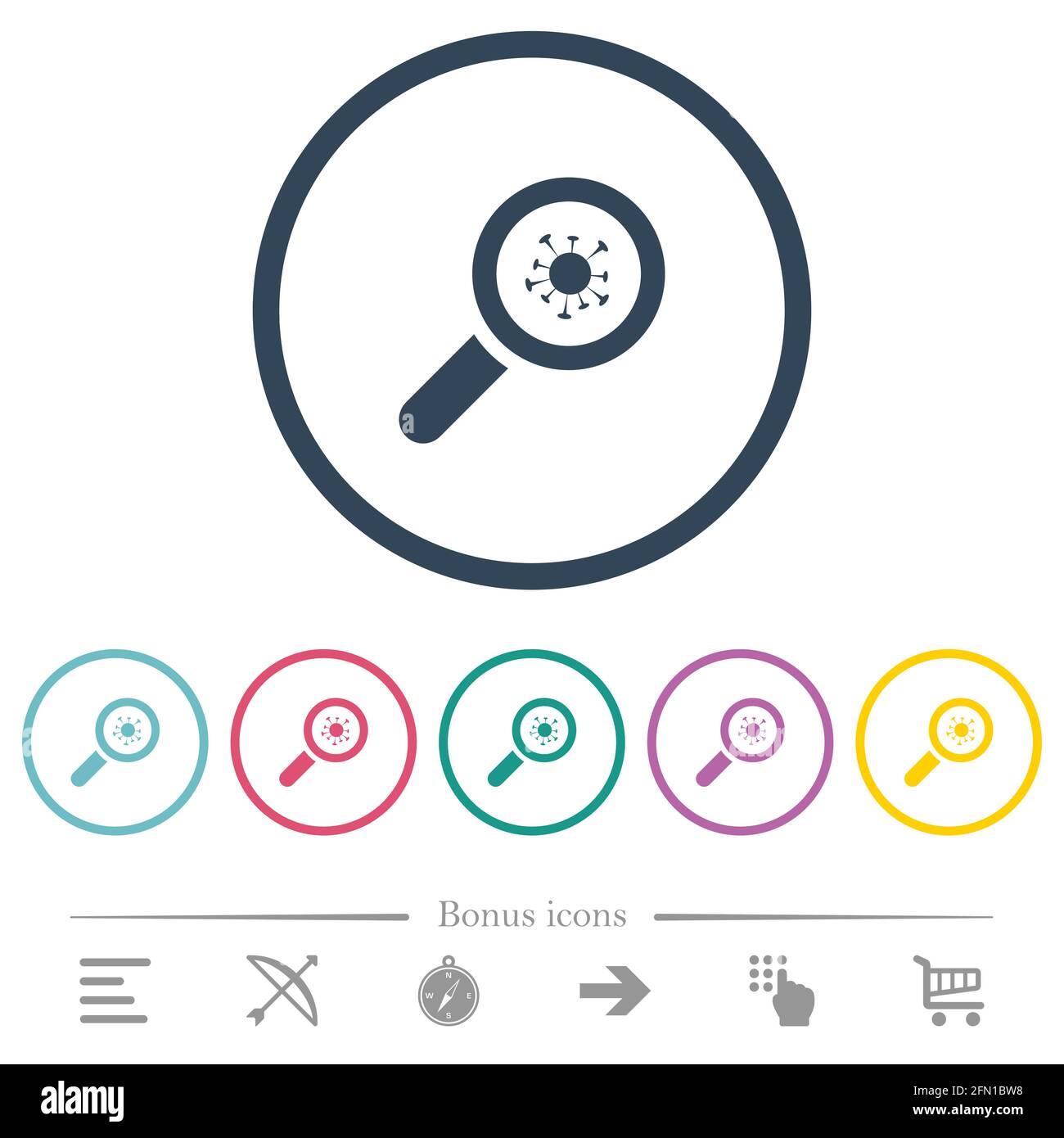 Covid inspection flat color icons in round outlines. 6 bonus icons ...