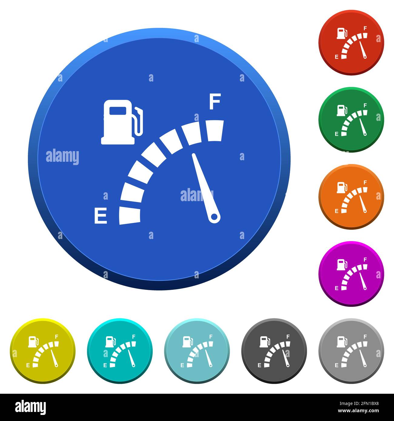 Fuel gauge round color beveled buttons with smooth surfaces and flat ...