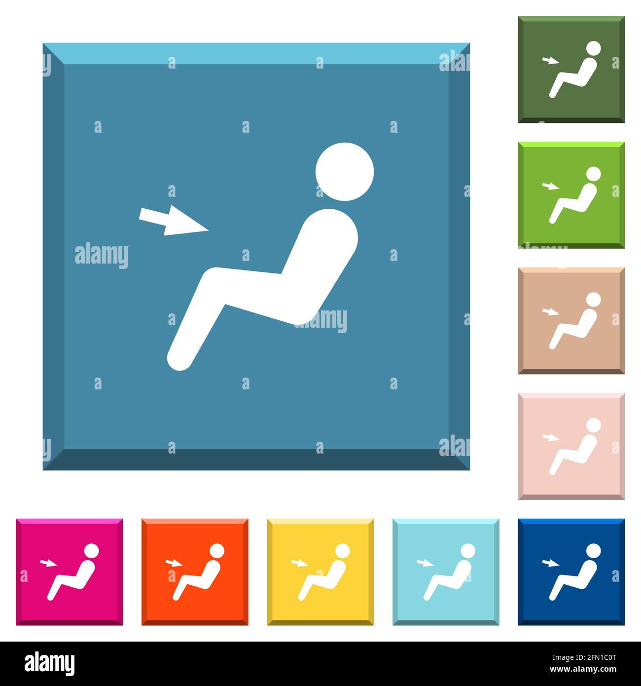 Car air flow direction chest white icons on edged square buttons in ...