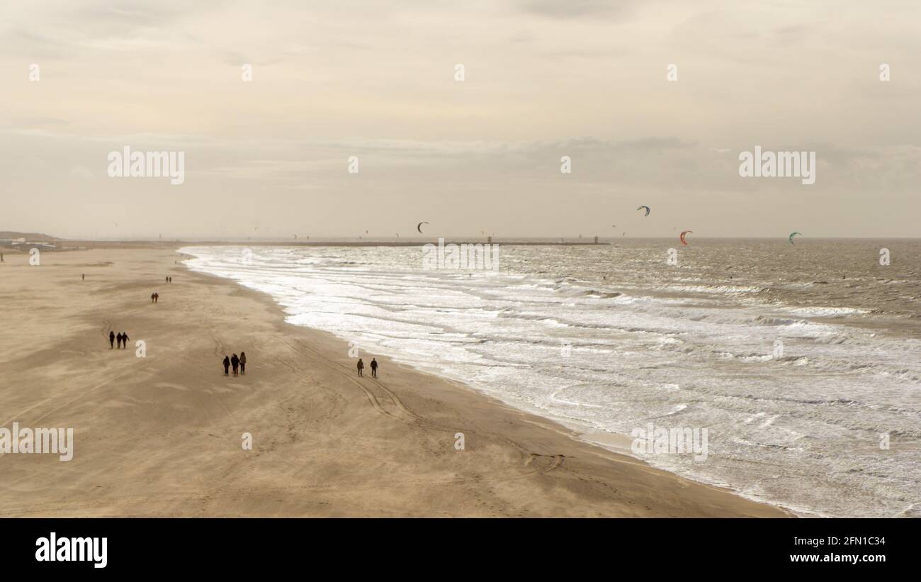 Beach at scheveningen in stormy weather hi-res stock photography and ...