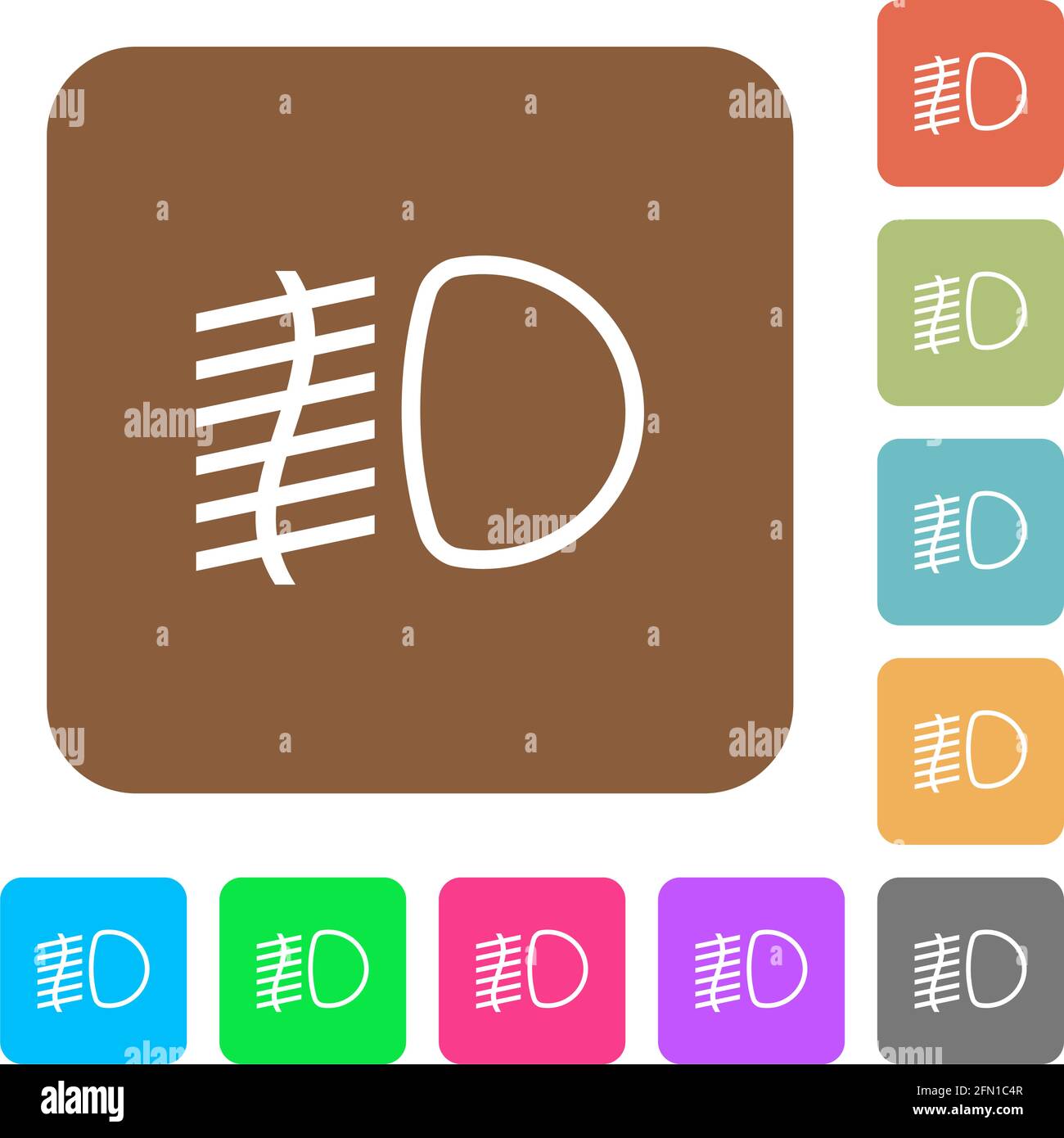 Fog lights flat icons on rounded square vivid color backgrounds Stock ...