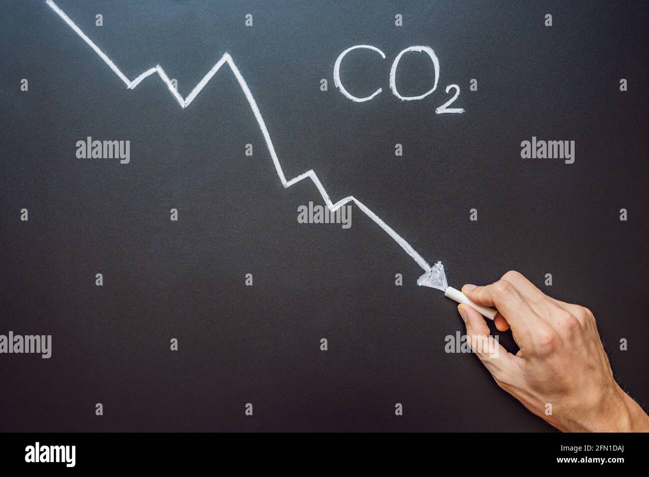 Reducing CO2 levels. Graph of the decline in carbon dioxide levels ...