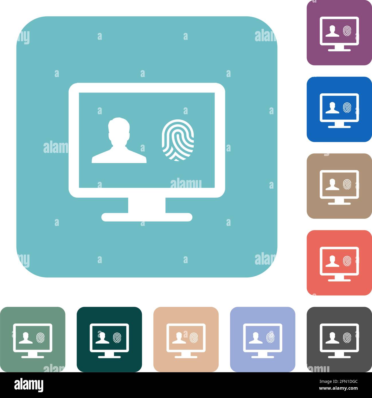 Criminal background check white flat icons on color rounded square ...