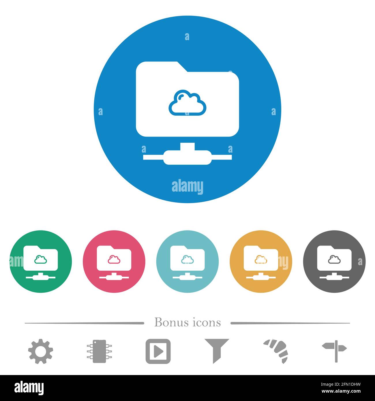 Cloud FTP flat white icons on round color backgrounds. 6 bonus icons included Stock Vector Image ...