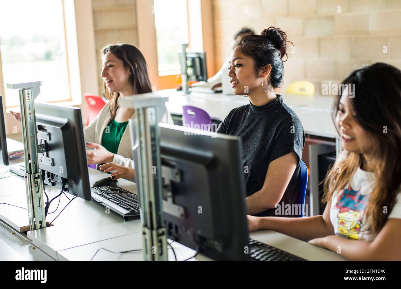 Sixth Form Students, young adult in educational setting, multi cultural ...