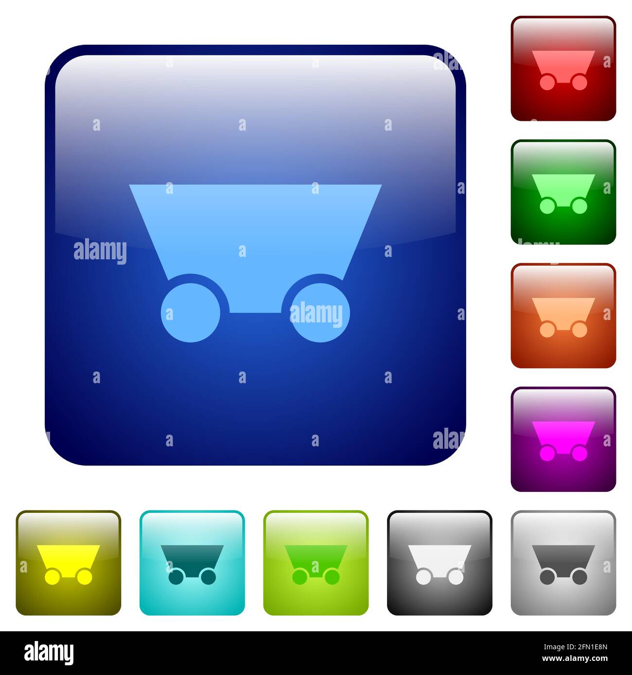 Mine cart icons in rounded square color glossy button set Stock Vector ...