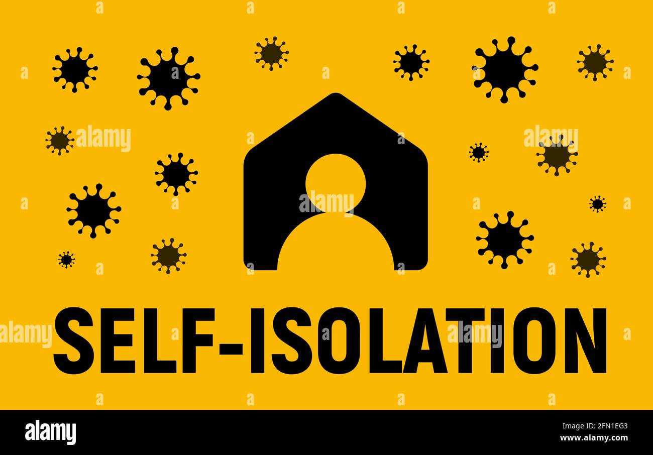 Self-isolation sign, person in house viruses protected, vector icon ...