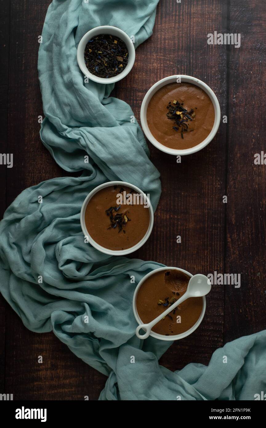 Chocolate and dark black tea mousse Stock Photo - Alamy