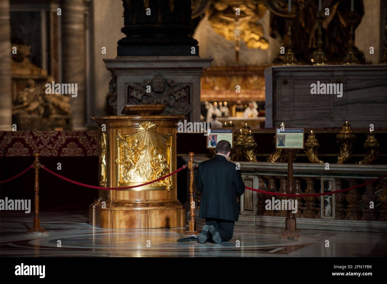 May 13, 2021 : Priest prays during mass on the occasion of the 40th ...