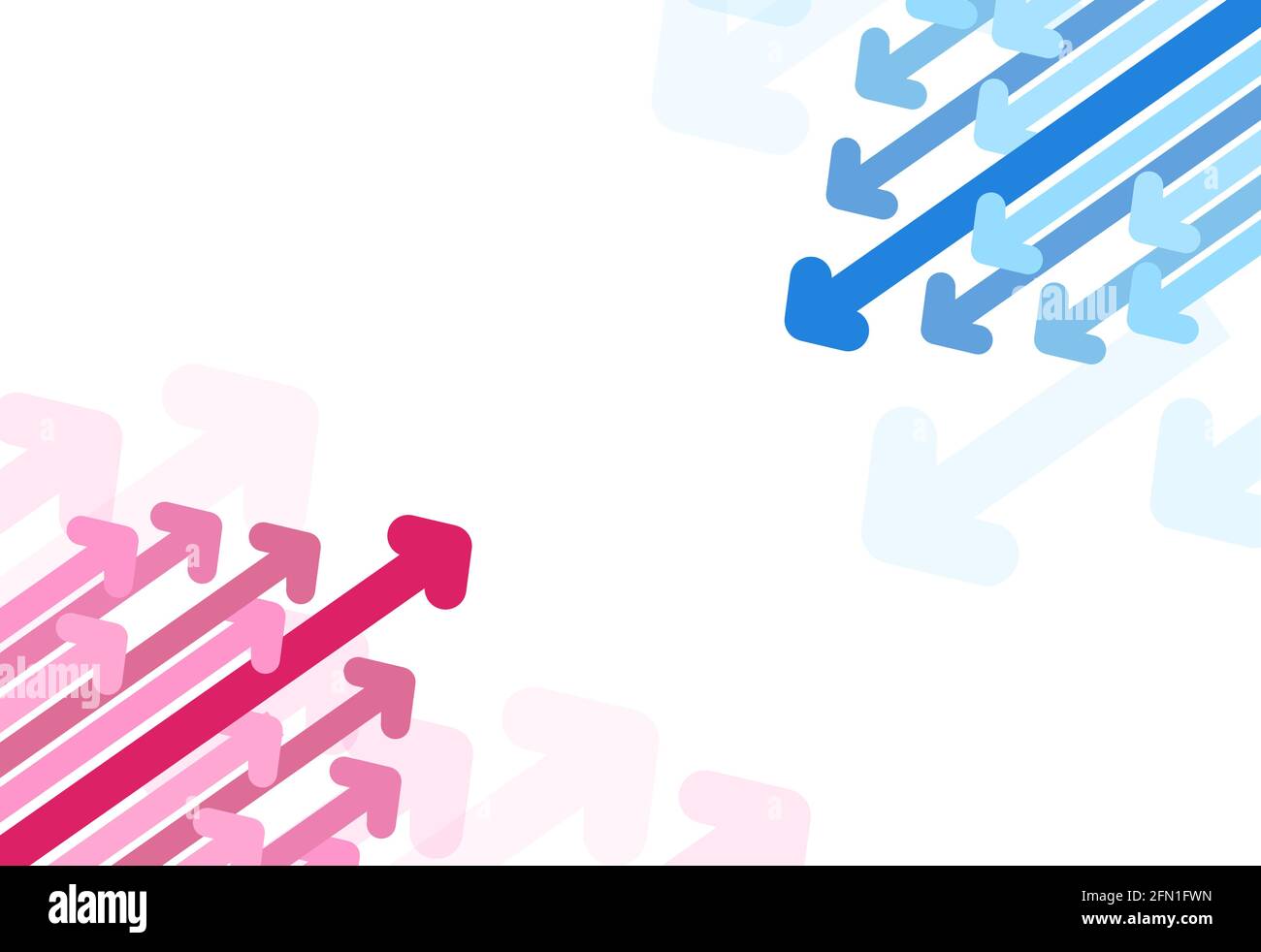 Abstract background arrows. Two teams of arrows, blue and red, move ...