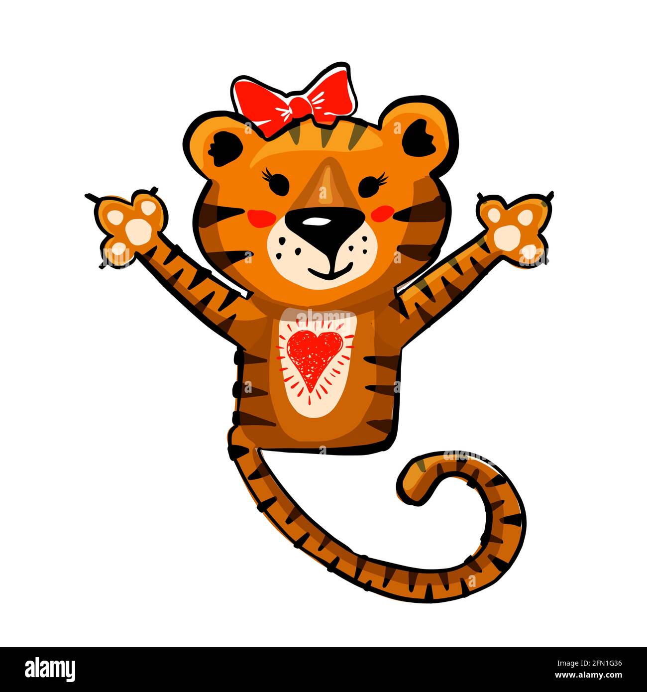 Tiger cub girl. cute tiger. Vector illustration Stock Vector Image ...