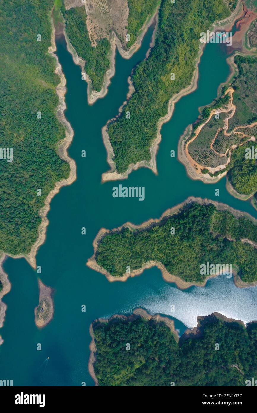 Panoramic view of Ta Dung lake in early morning, which is as known as ...
