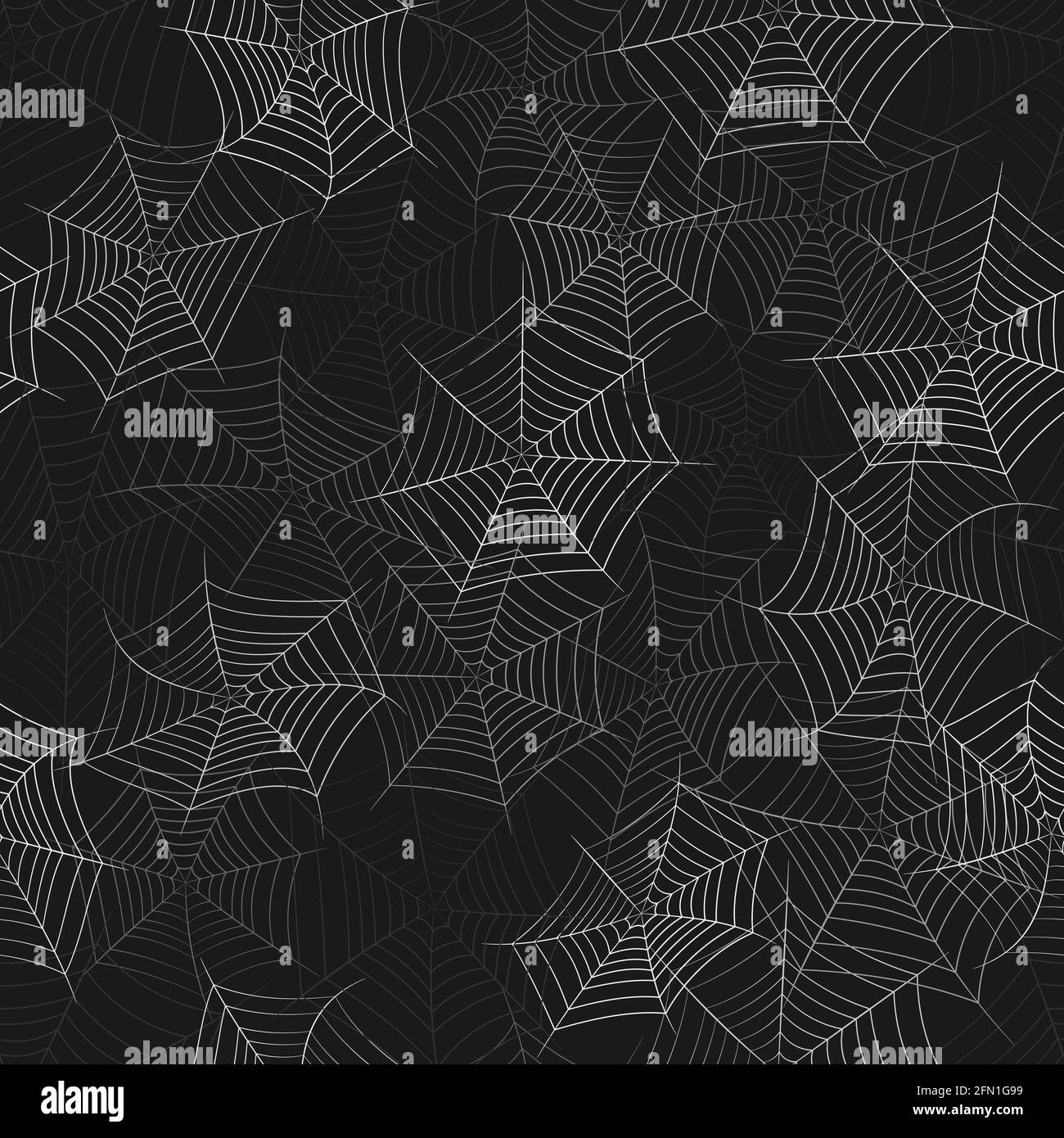 Vector seamless texture with grayscale spider web on a black background ...