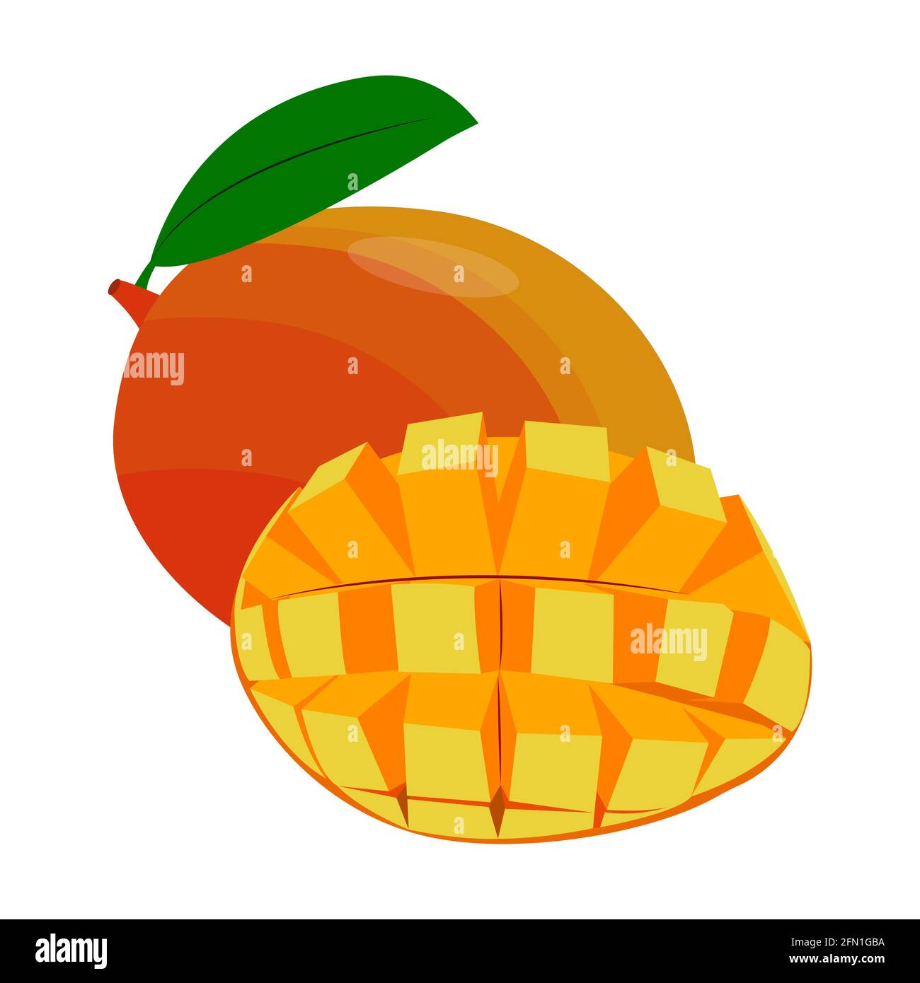 mango whole and half. vector isolated on a white background Stock ...