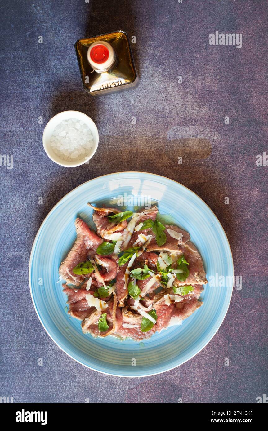 Italian typical beef steak tagliata Stock Photo - Alamy