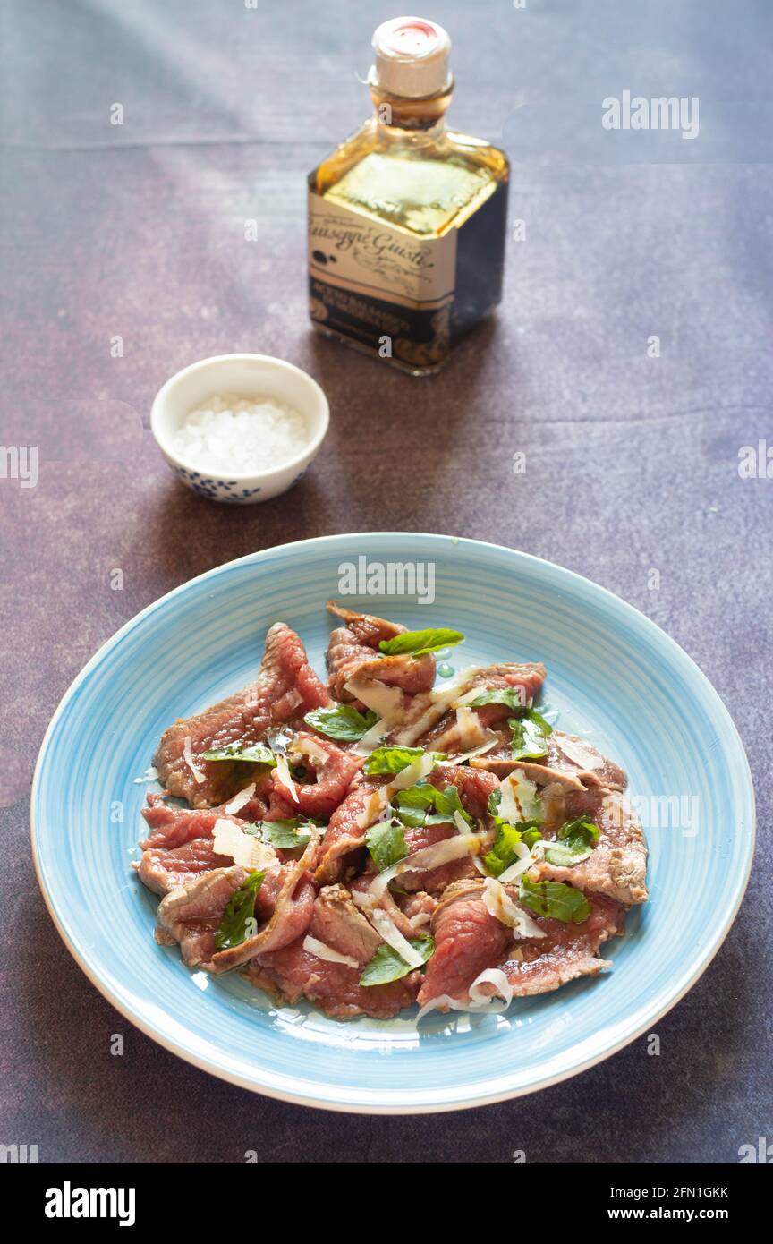 Italian typical beef steak tagliata Stock Photo - Alamy