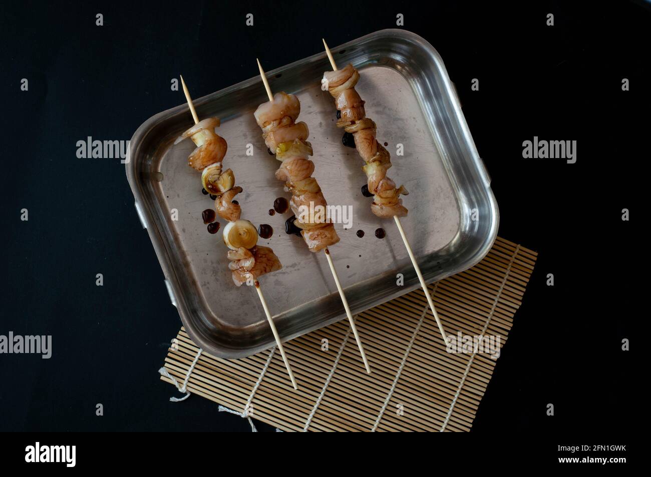 Grilled chicken "Yakitori"/Yakitori are grilled chicken skewers Stock ...