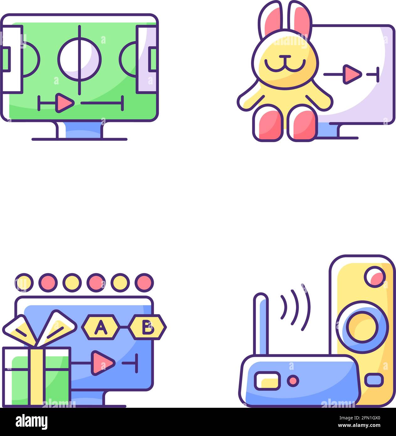 Broadcast services RGB color icons set Stock Vector Image & Art - Alamy