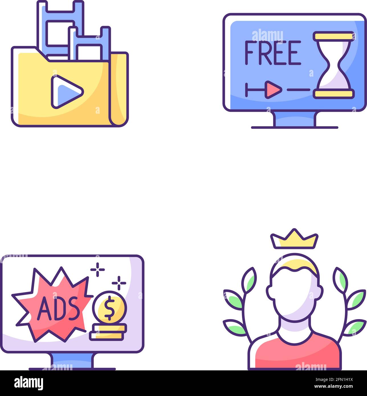 Streaming services RGB color icons set Stock Vector Image & Art - Alamy