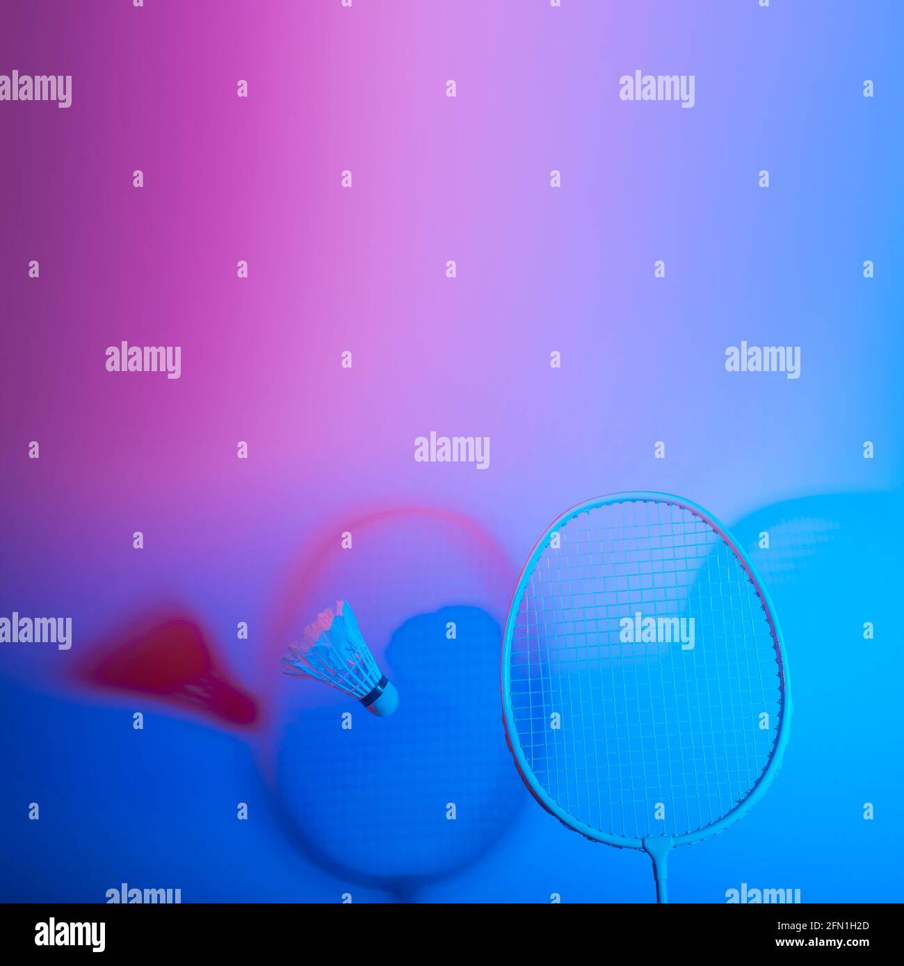 Badminton racket and shuttlecock in vibrant bold gradient holographic ...