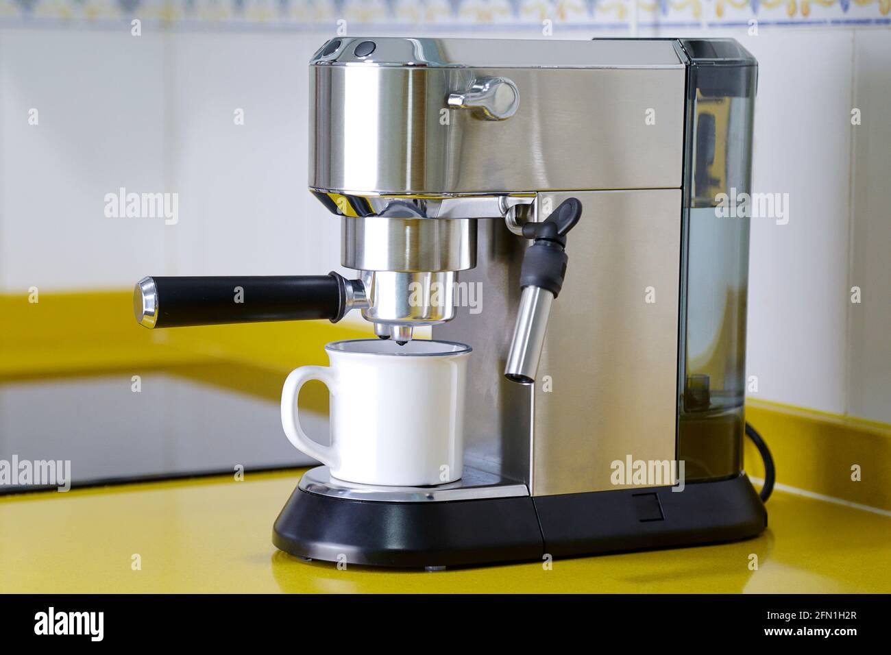 Coffee machine ready to make coffee.. Breakfast and home equipment ...