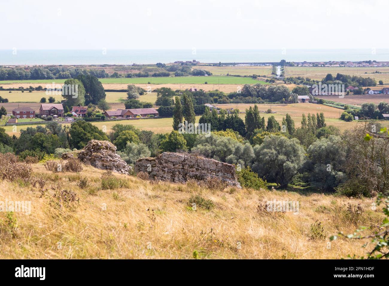 Stutfall castle Roman ruins, Lympne, kent, uk Stock Photo - Alamy