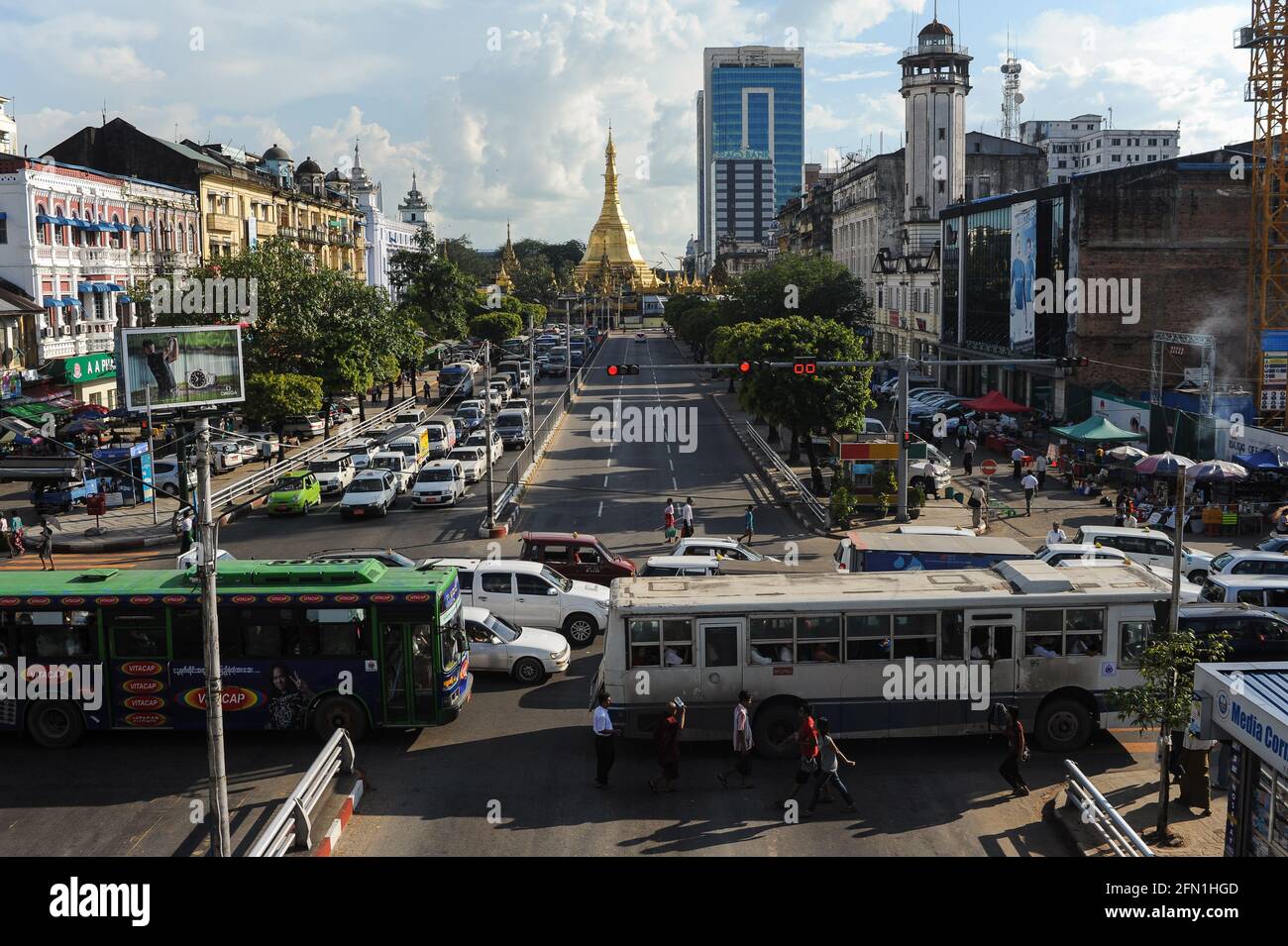 31.10.2013, Yangon, Myanmar, Asia - An elevated view of the everyday ...