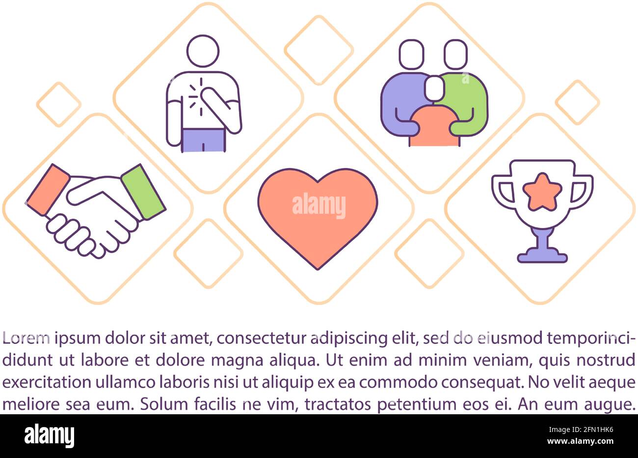 Personal values growth concept line icons with text Stock Vector Image ...