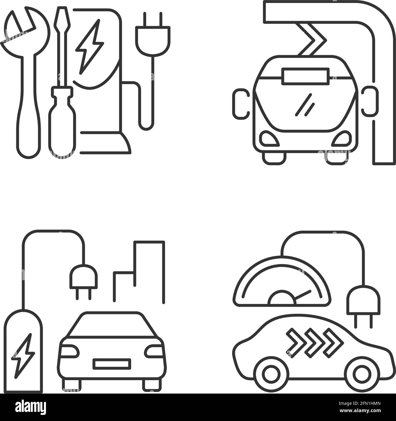 Electric vehicle charging linear icons set Stock Vector Image & Art - Alamy